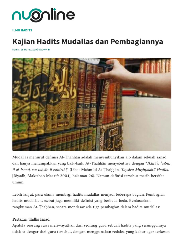Kajian Hadits Mudallas dan Tadlis | PDF