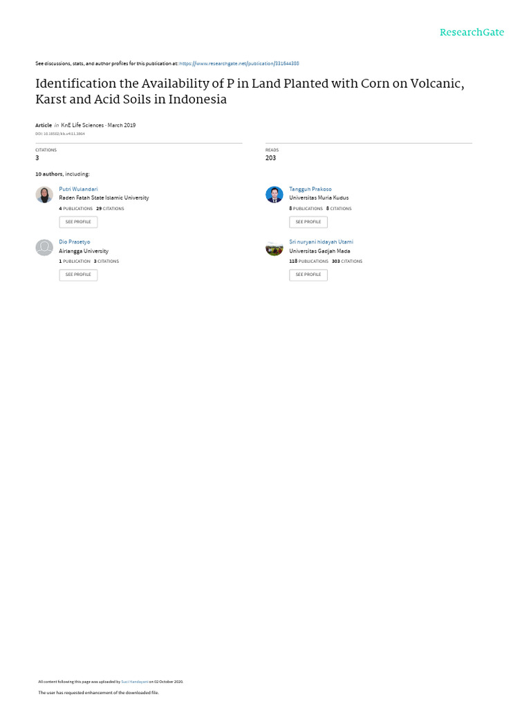 Identification The Availability of P in Land Plant | PDF | Earth ...