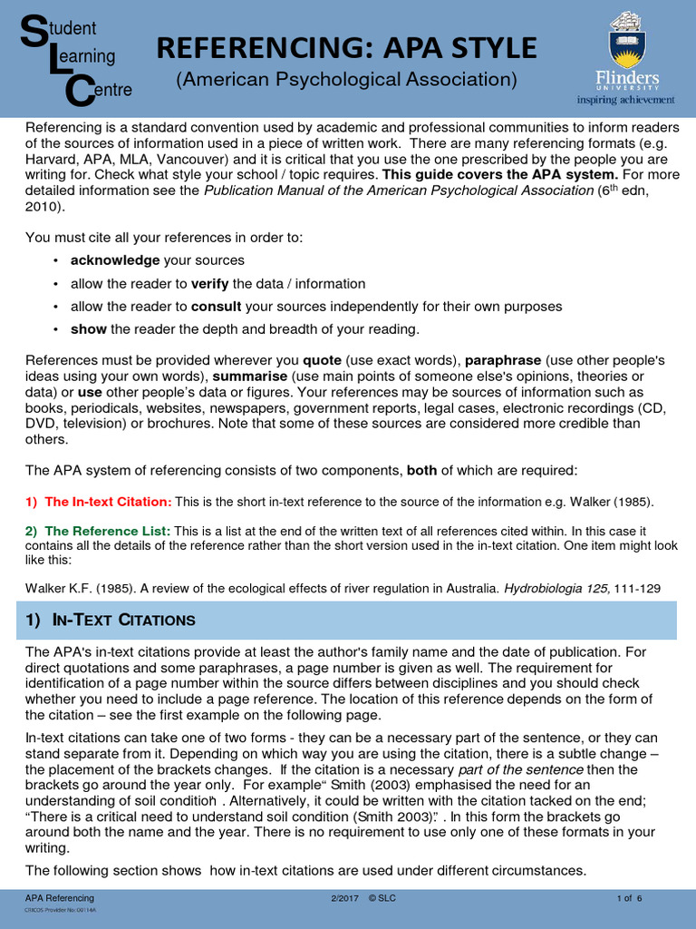APA Referencing (2017) | PDF | Citation | Apa Style