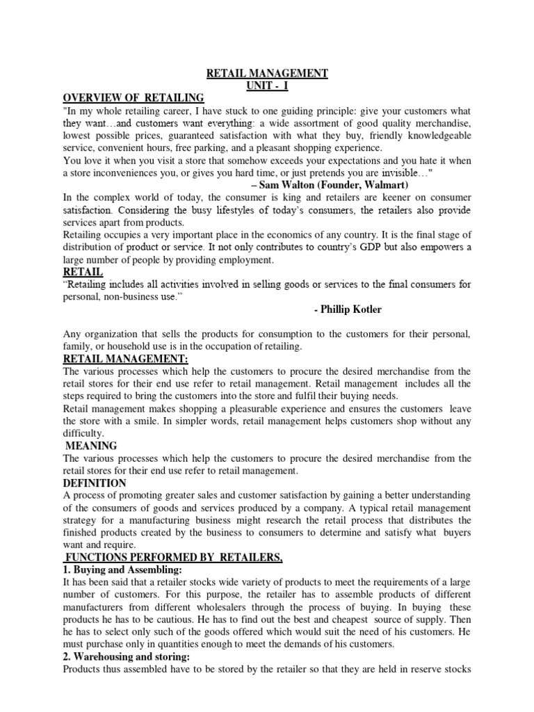 Retail Management | PDF | Retail | Supermarket