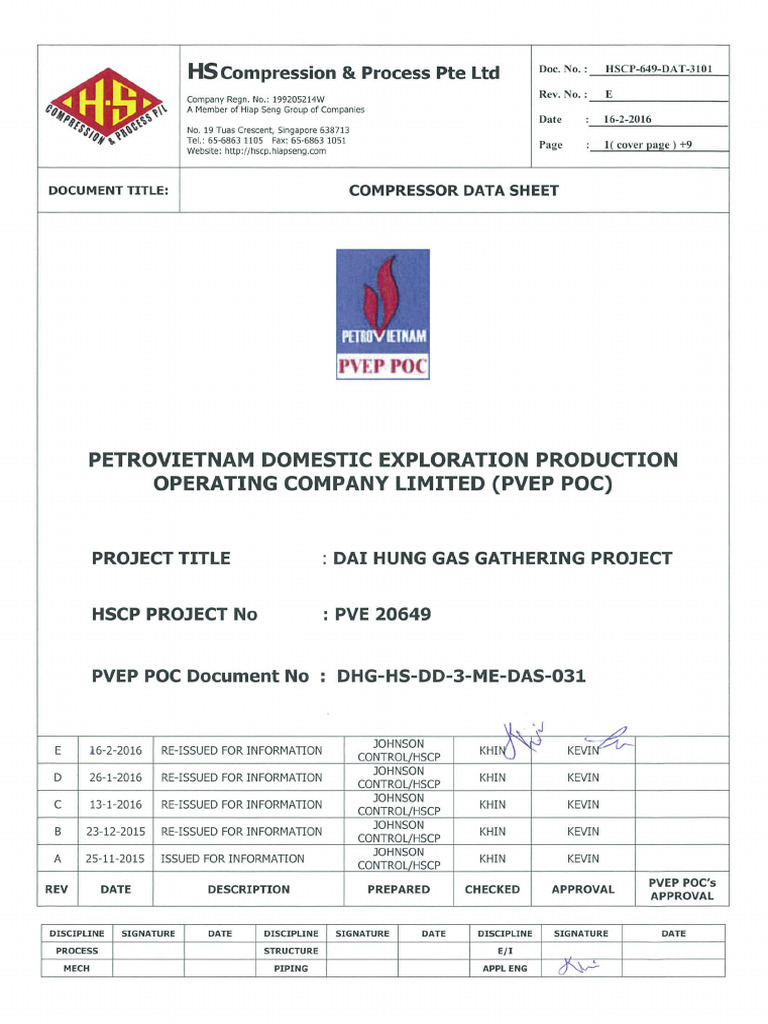Hscp 649 Dat 3101 Rev E Compressor Data Sheet Pdf Pump