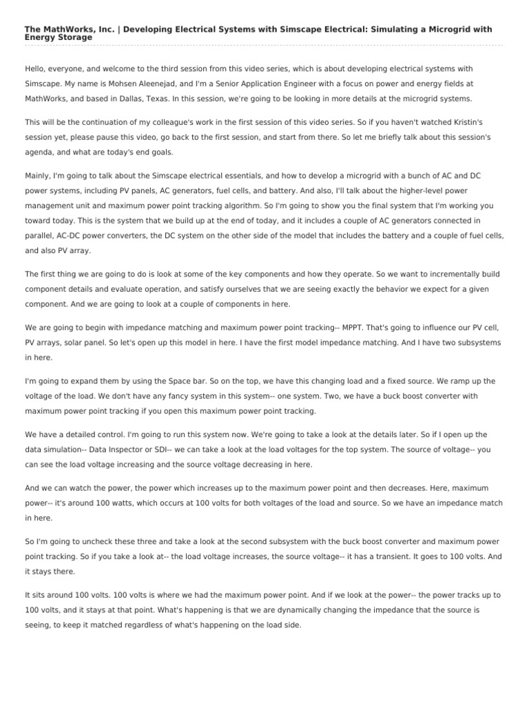 Developing Electrical Systems With Simscape Electrical - Simulating A Microgrid With Energy ...