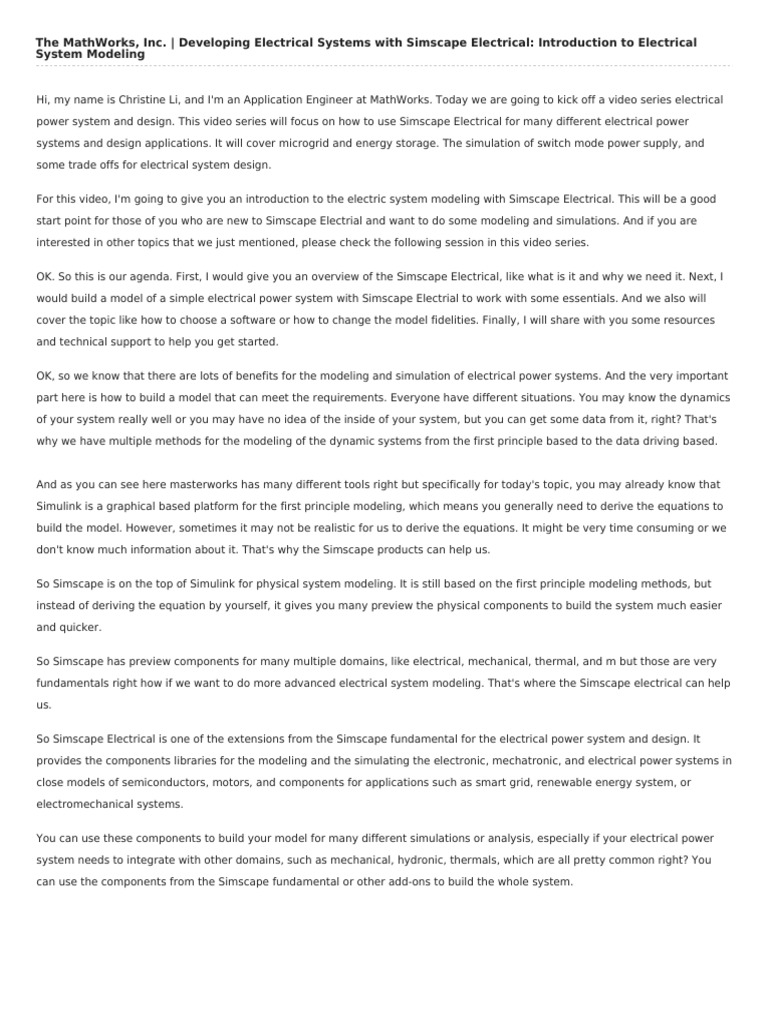 Electrical System Modeling Intro | PDF | Electrical Network | Rectifier