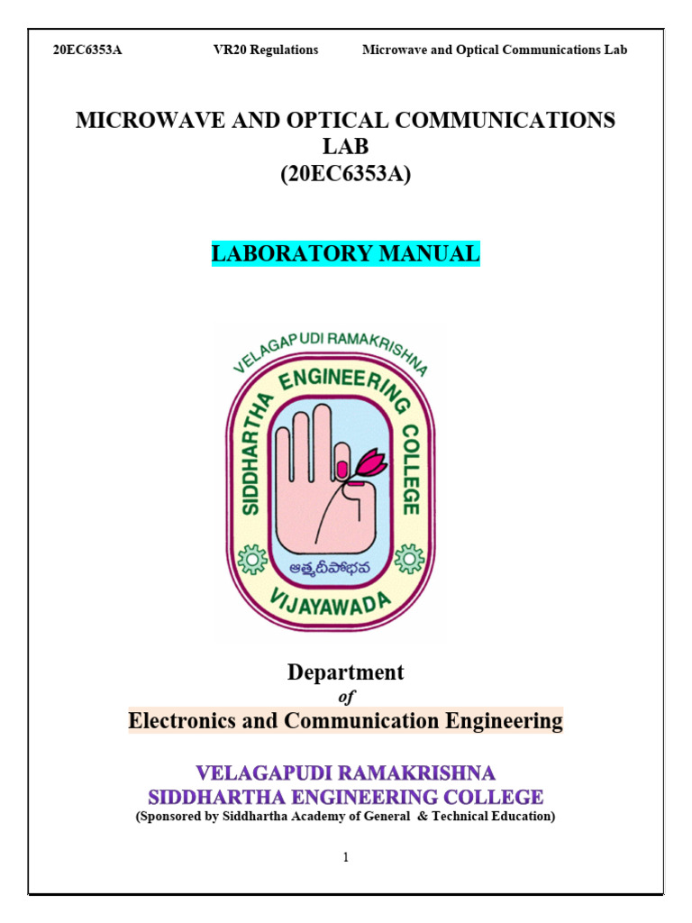 20EC6353A - Microwave and Optical Communications Lab Manual | PDF ...