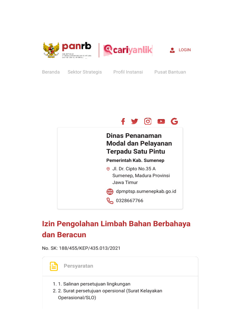 Izin Pengolahan Limbah Berbahaya Sumenep | PDF