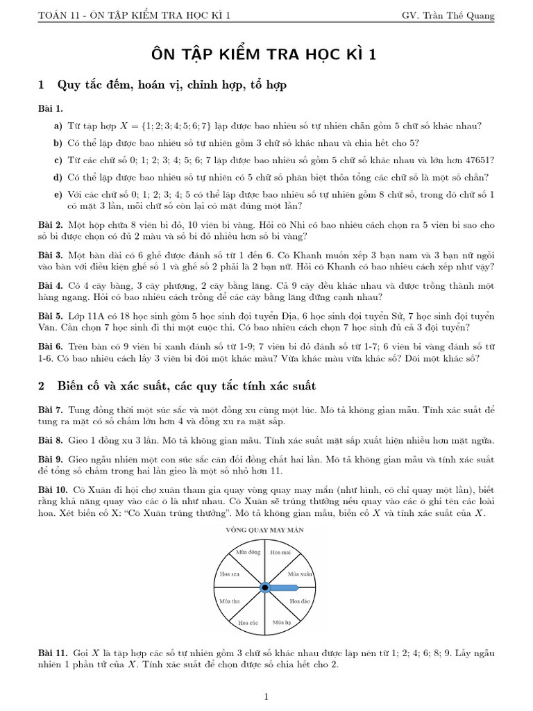 Toan11 - On Thi HK1 | PDF