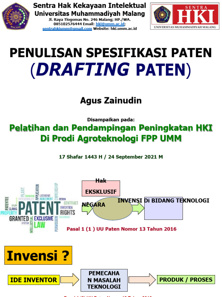 Penulisan Spesifikasi Paten, AgrotekUMM 24-9-'21 | PDF | Seni | Komputer