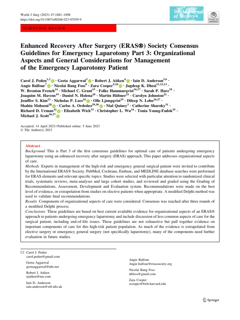 ERAS Guide | PDF | Surgery | Intensive Care Unit