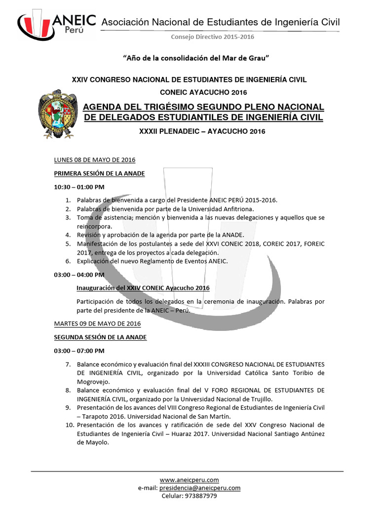 Agenda Xxxii Plenadeic Xxiv Coneic Ayacucho | PDF | Perú