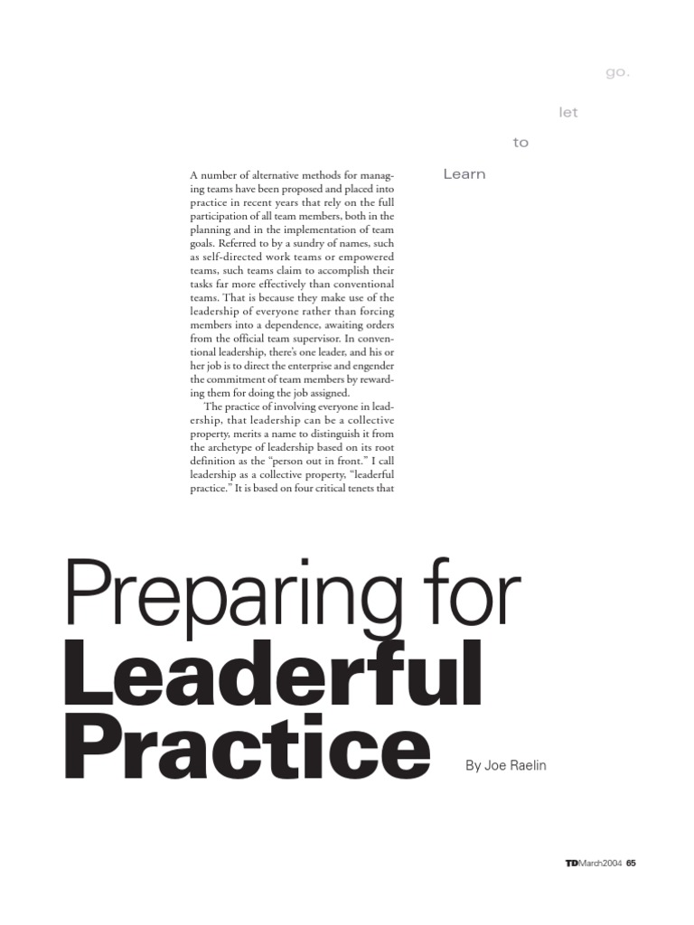 Preparing For Leaderful Practice | PDF | Team Building | Self