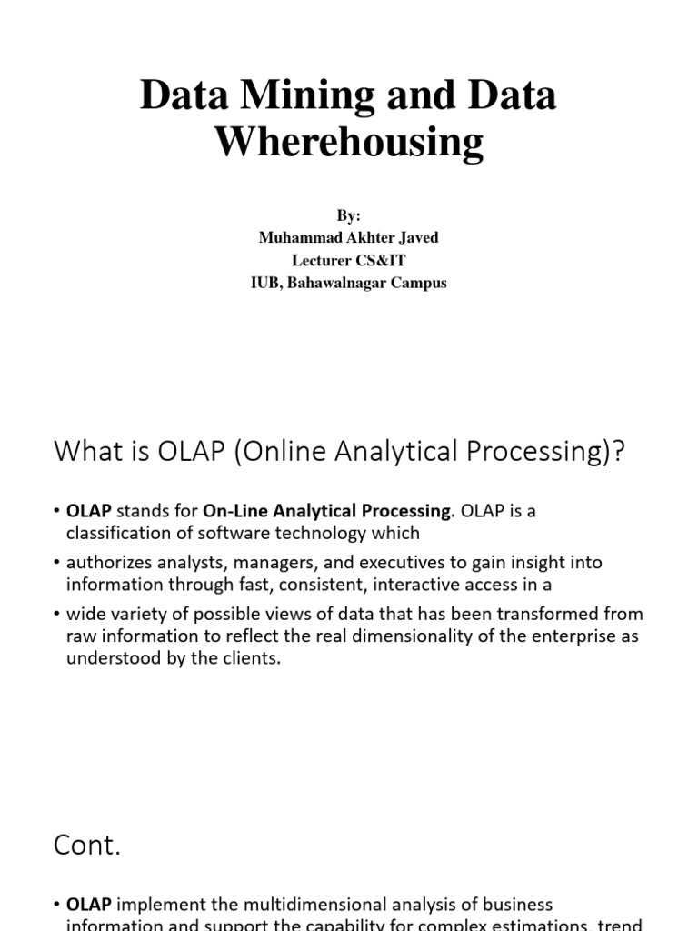 Lec 25&26 Data Mining and Data Wherehousing-1 | PDF | Artificial Neural Network | Database Index