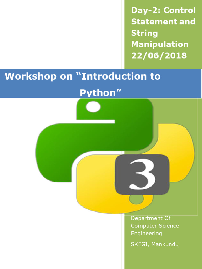 Python Workshop Day2 Pdf Control Flow String Computer Science 8364