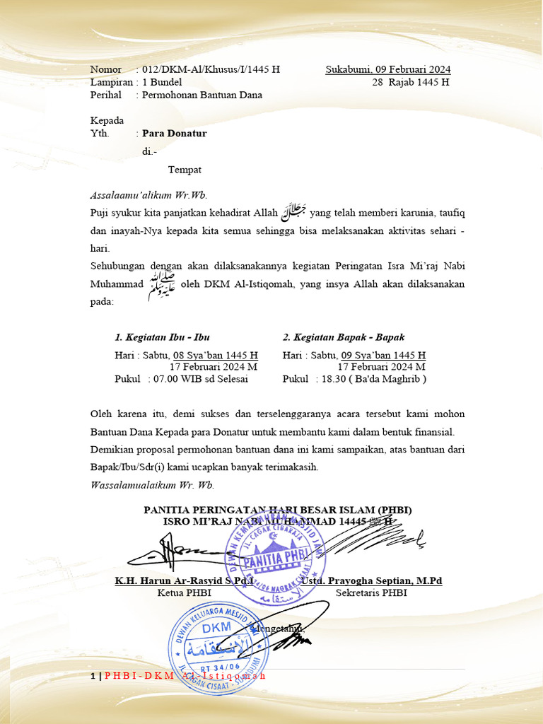 Proposal Rajaban 1445H | PDF