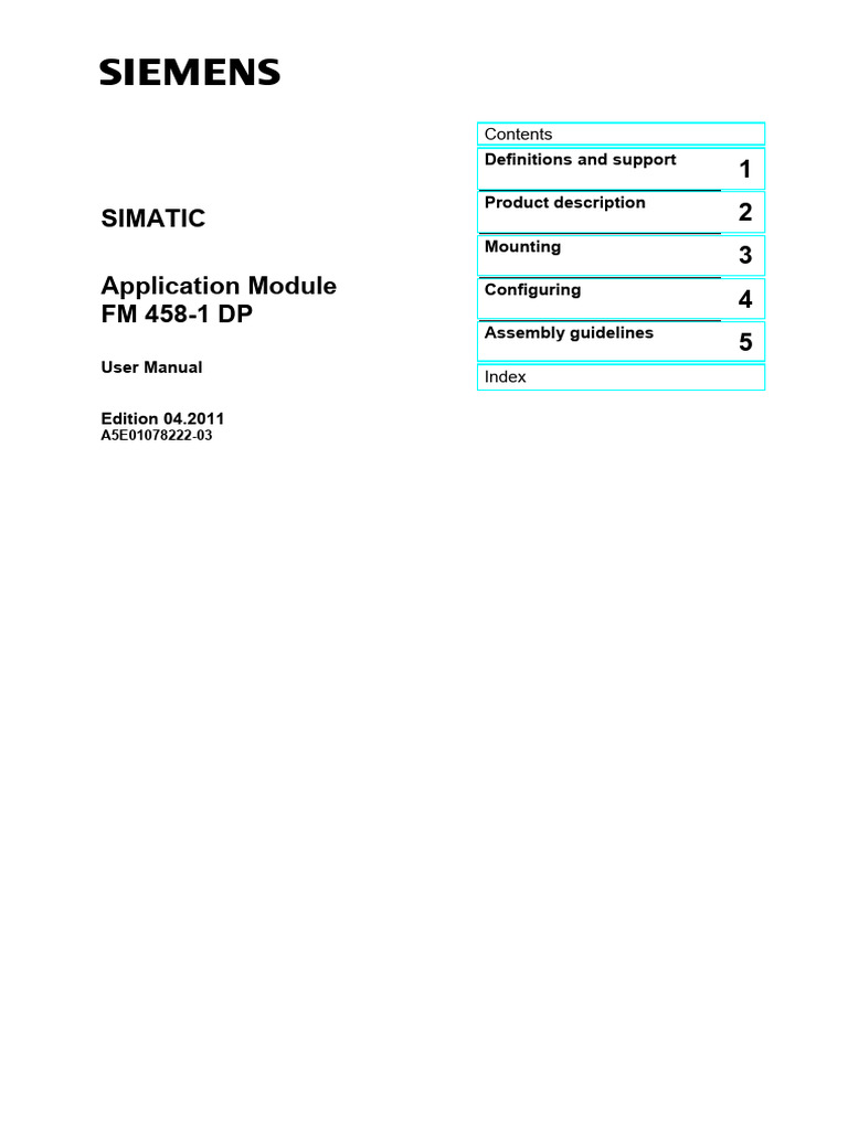 1 2 3 4 5 Simatic Application Module FM 458-1 DP | PDF | Safety | Input/Output
