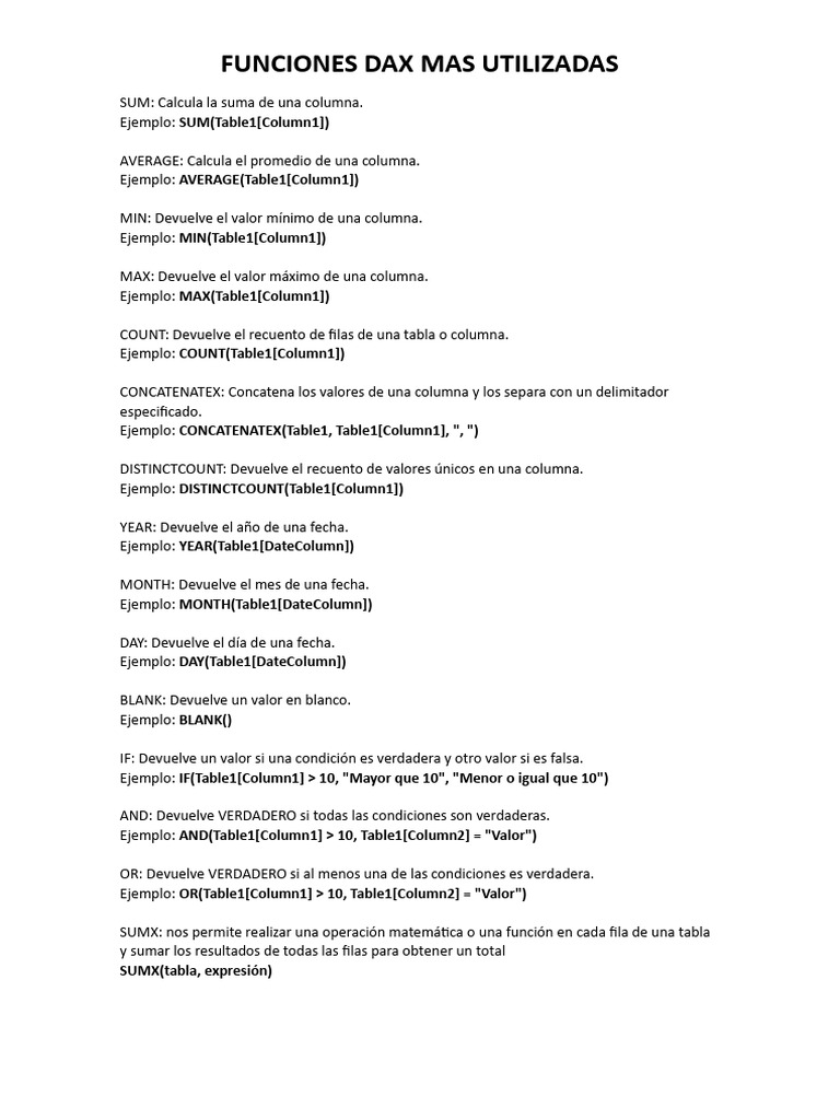 Funciones DAX Esenciales para Análisis | PDF