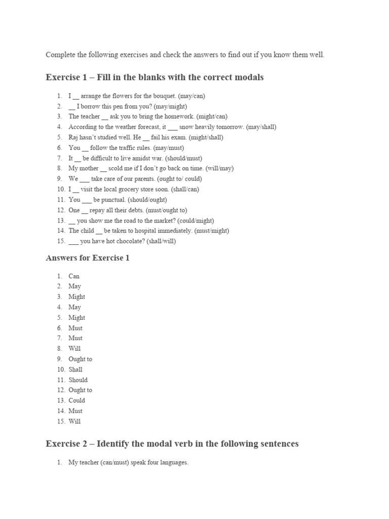Complete The Following Exercises and Check The Answers To Find Out If ... Complete The Following Exercises and Check The Answers To Find Out If ...