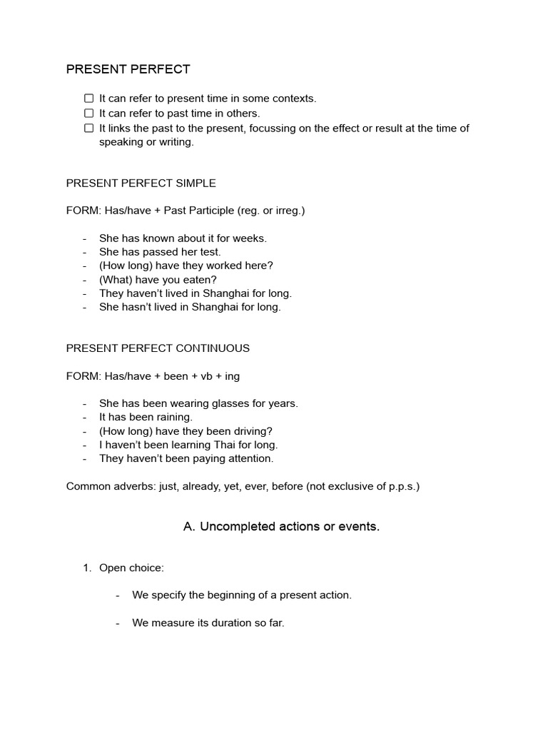 Present Perfect Vs Present Perfect Continuous | PDF | Linguistic Typology | Language Families