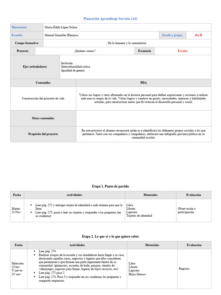 Z35 Formato de Planeación de Aprendizaje Servicio (AS) | PDF | Evaluación | Aprendizaje