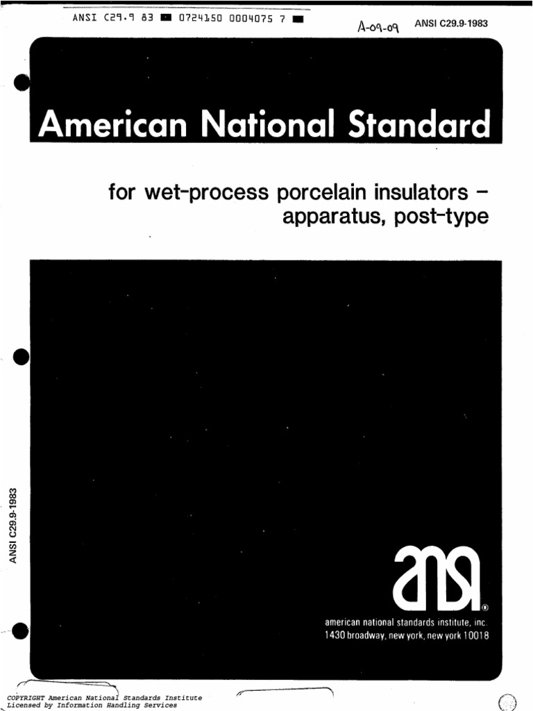 ANSI 29.9 Wet Process Procelain Insulators - Apparatus, Post - Type ...