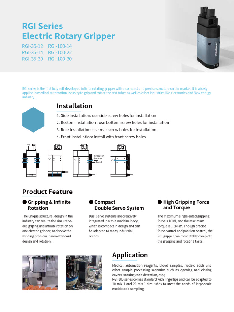 RGI Series Electric Rotary Gripper - DH Robotics | PDF | Force | Friction
