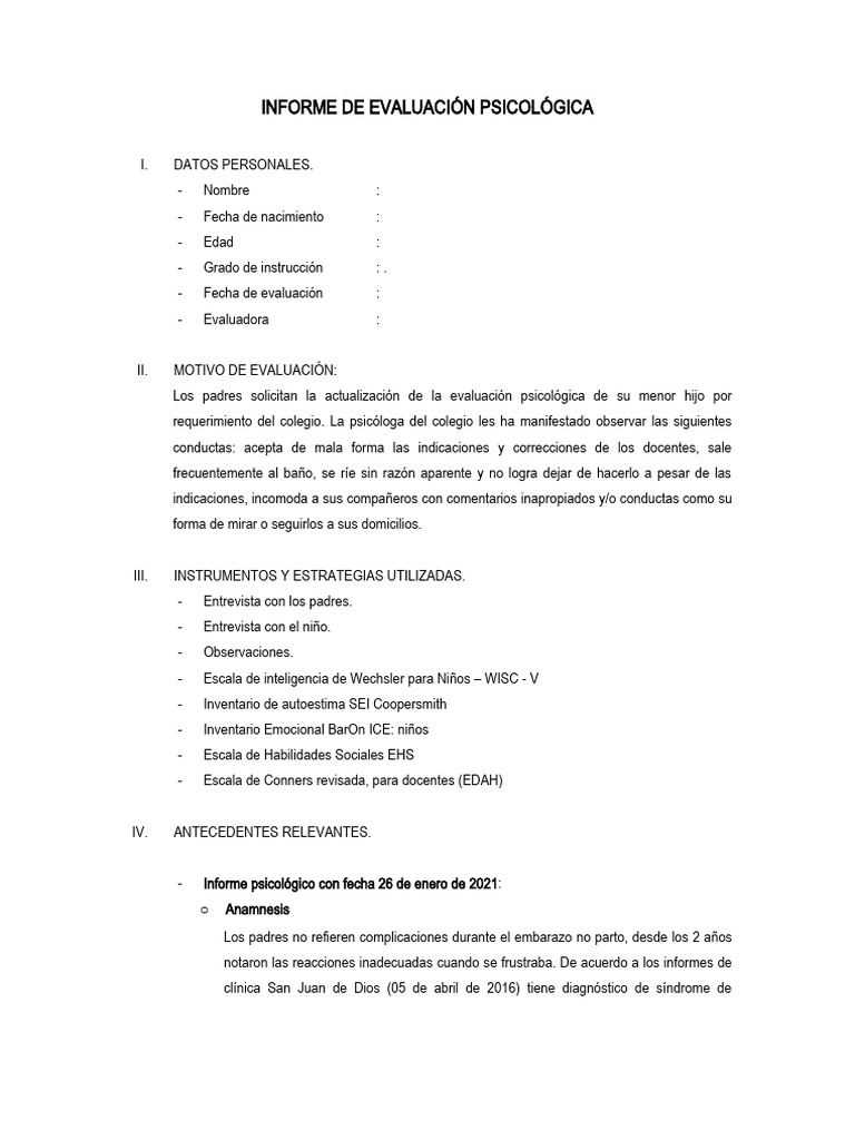Modelo de Informe 1 | PDF | Las emociones | Memoria