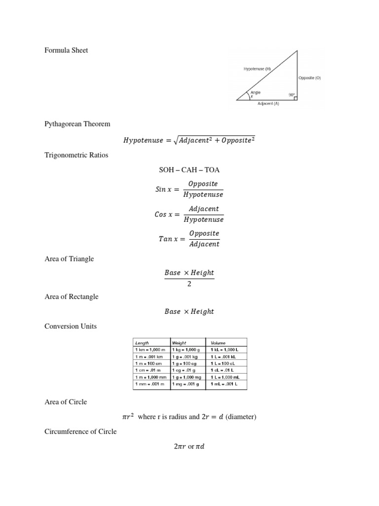 Formula Sheet | PDF