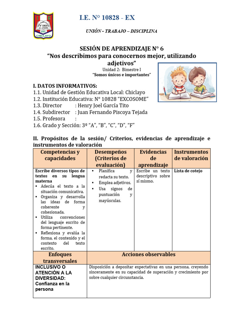 Nos describimos para conocernos mejor | PDF
