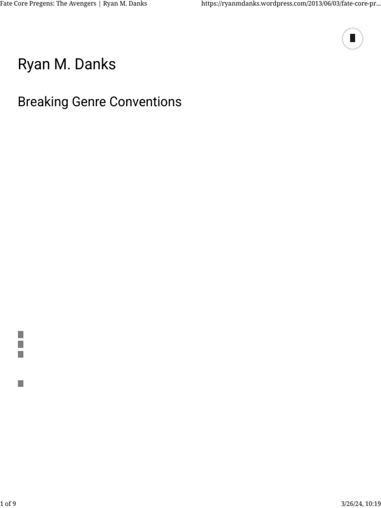 Fate Core Pregens - The Avengers - Ryan M. Danks | PDF