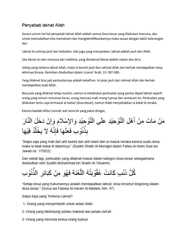 Dosa-Dosa yang Mendapat Laknat | PDF