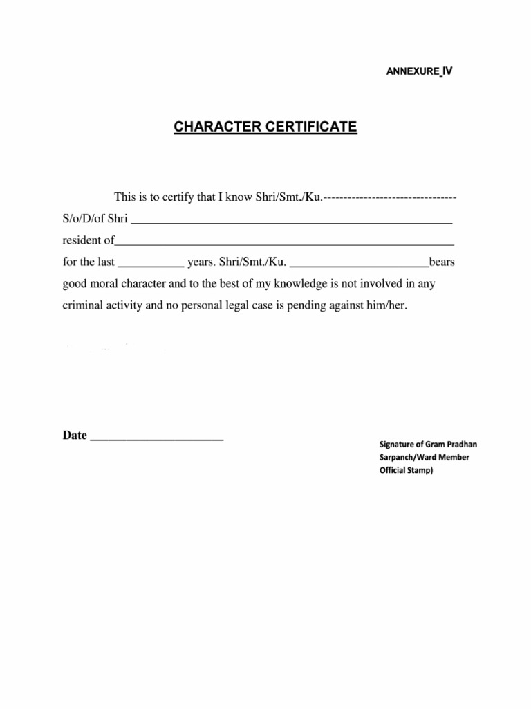 Army Charater Certificate | PDF