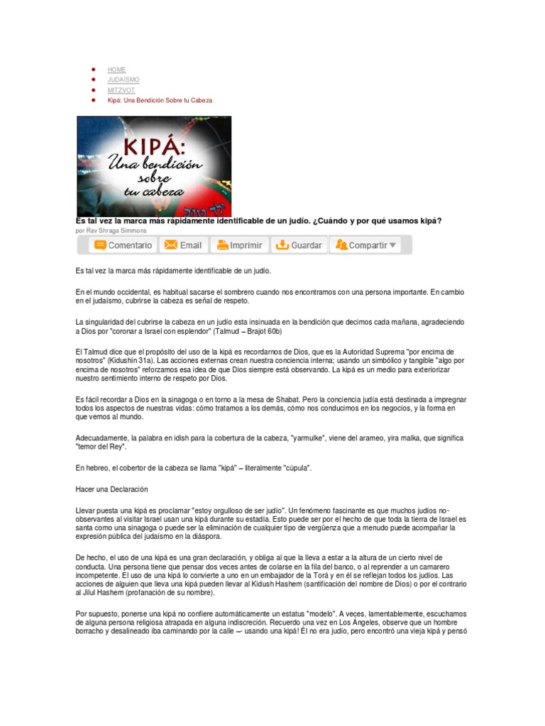 Significado y uso de la kipá judía | PDF | Shabat | Judios