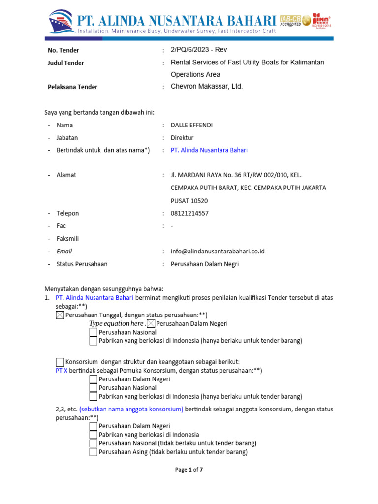 Formulir-Isian-Kualifikasi | PDF