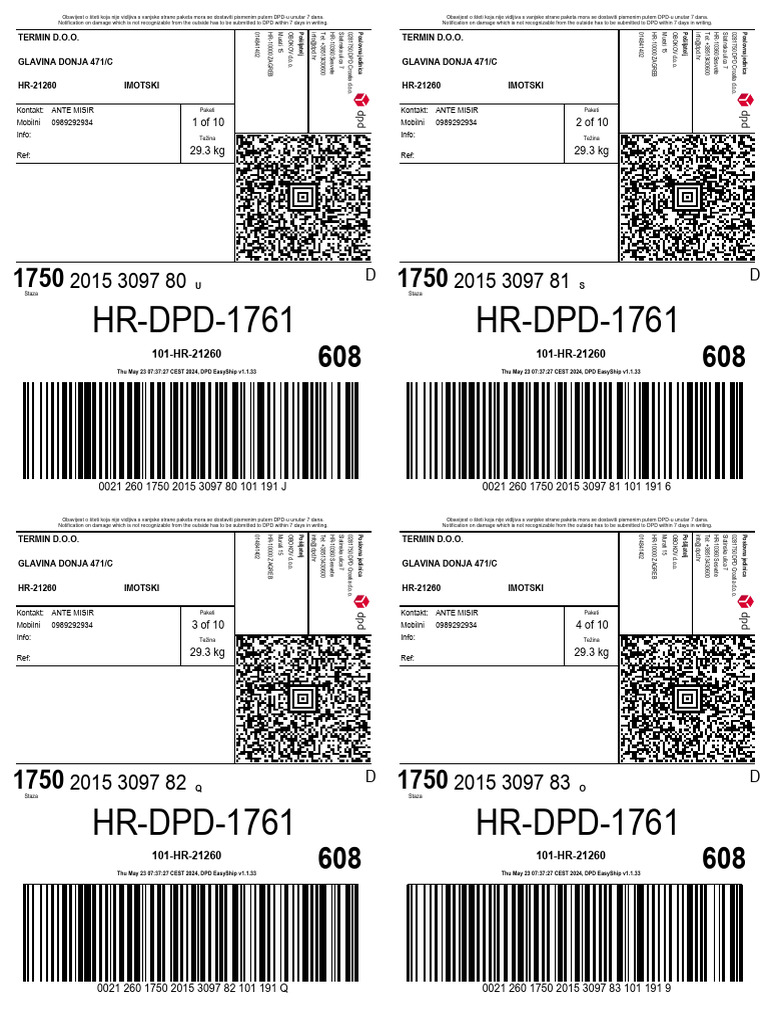 Parcel Labels 2024 05 23 07 37 27 | PDF
