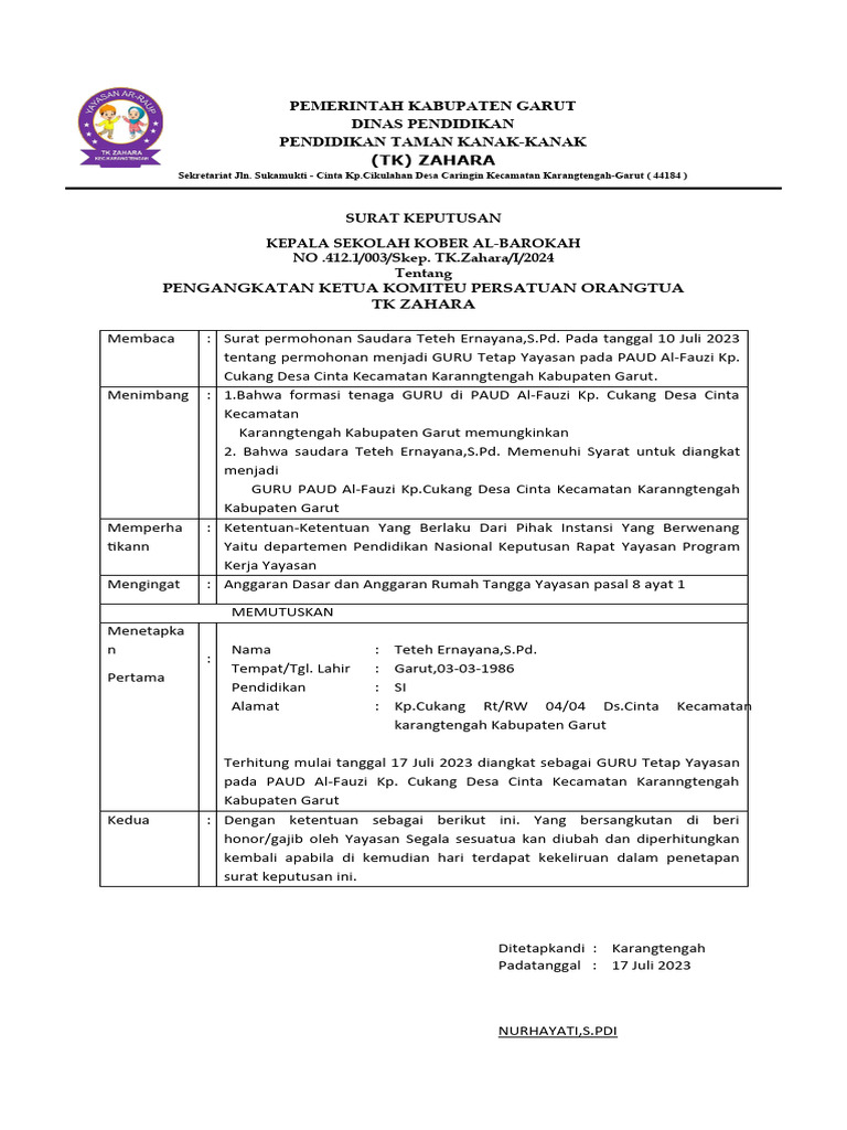 Kop Surat KB Al-Barokah | PDF