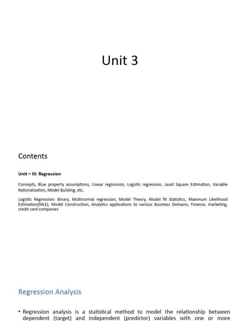 Unit 3 Regression Pdf Logistic Regression Regression Analysis 