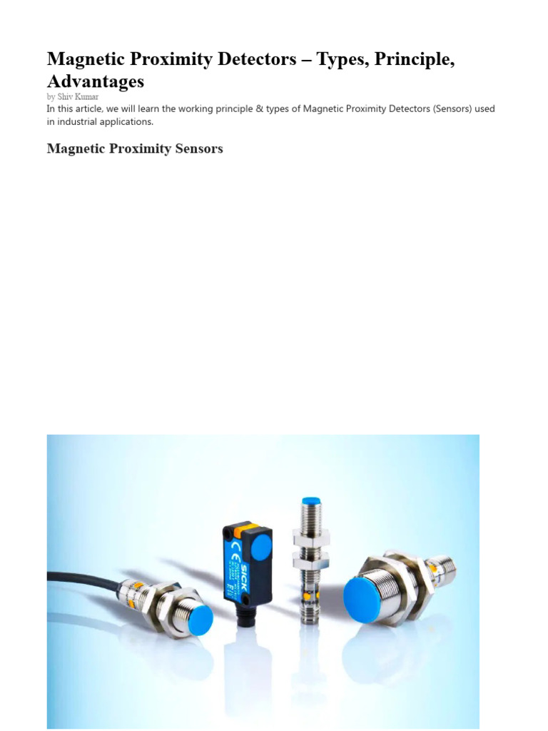 Magnetic Proximity Detectors | PDF | Switch | Sensor