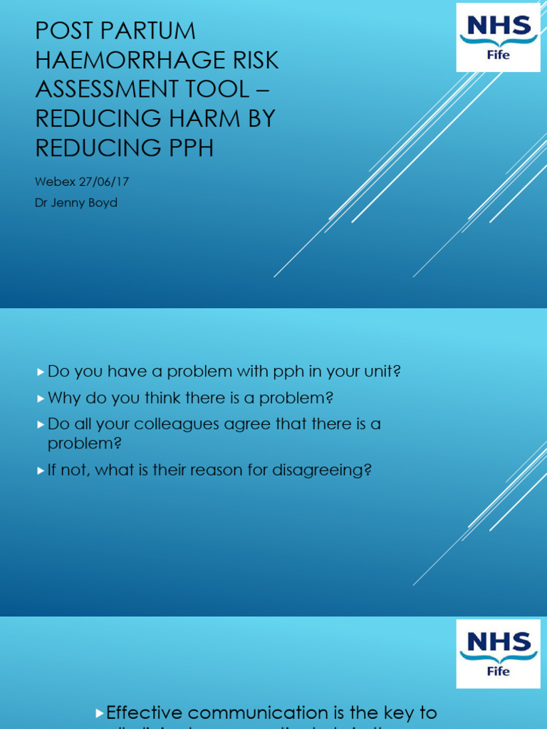 Post Partum Haemorrhage Risk Assessment Tool Reducing | PDF ...