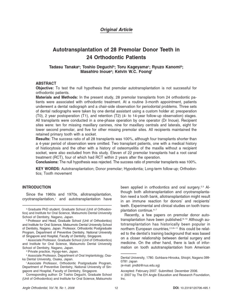 Autotransplantation | PDF | Orthodontics | Dentistry