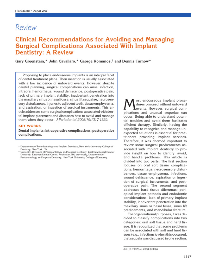 Avoiding Surg Complications | PDF | Dental Implant | Medical Specialties