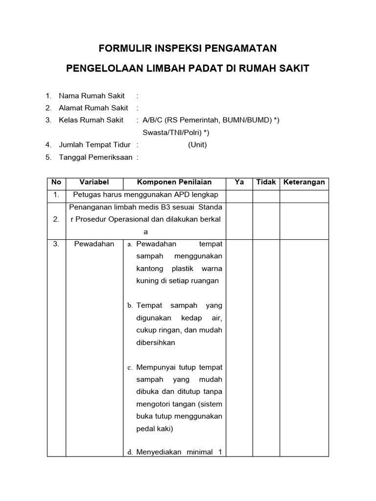 Instrumen Inspeksi Limbah Padat | PDF