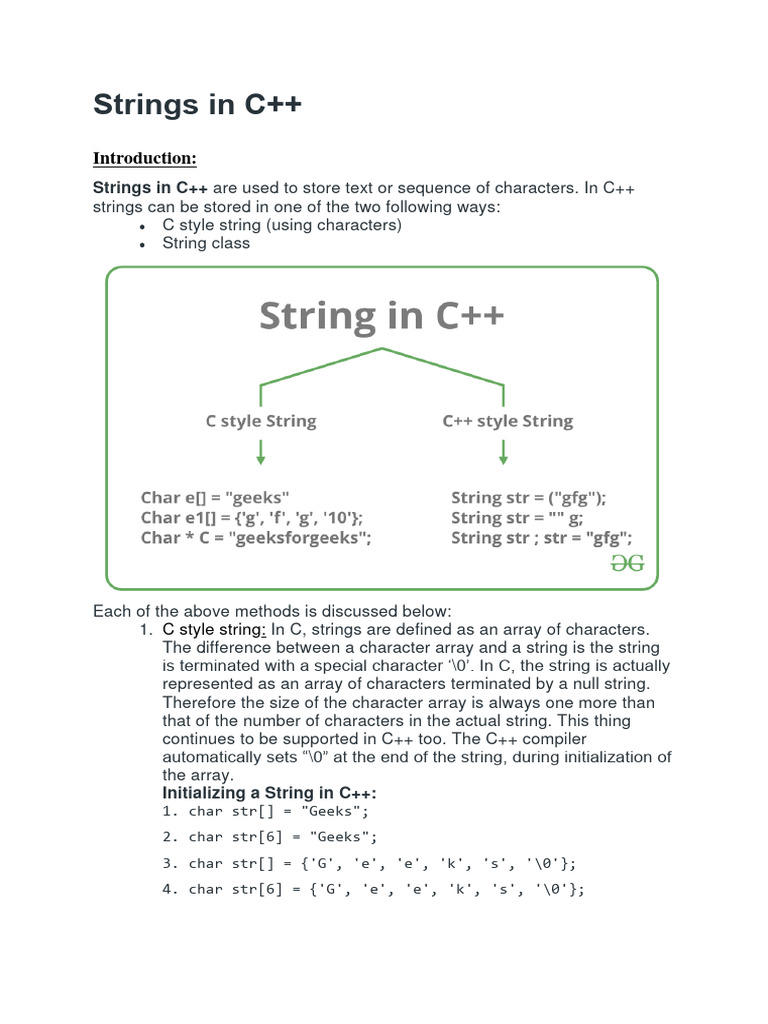 Strings in C++ | Download Free PDF | String (Computer Science) | C++