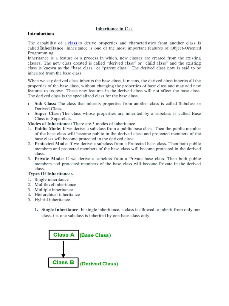 Inheritance in C++ | PDF | Inheritance (Object Oriented Programming) | Class (Computer Programming)