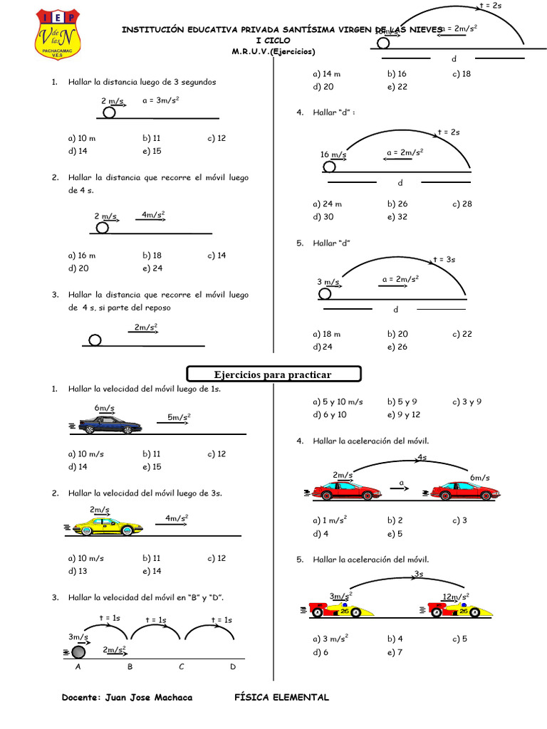 FISICA-MRUV Ejercicios | PDF | Ciencia y matemáticas