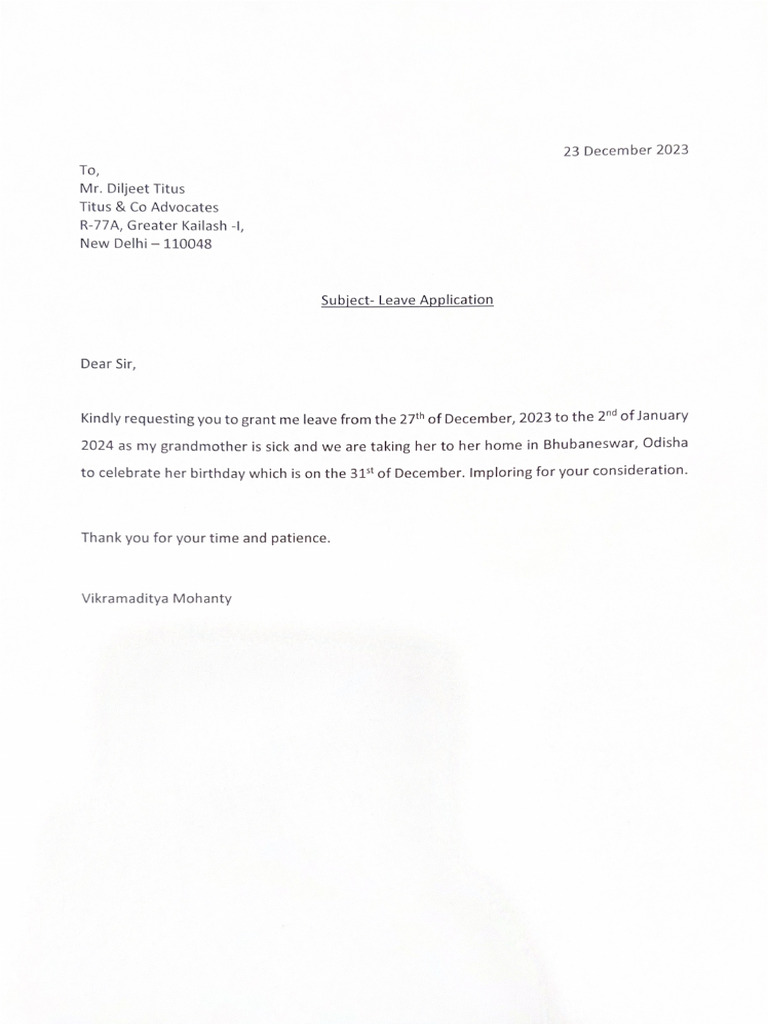 Leave Application | PDF
