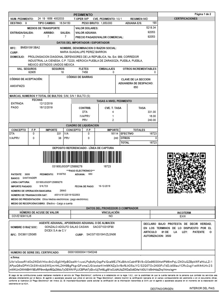 Pedimento PDF | PDF | Bancos | Industrias de servicio