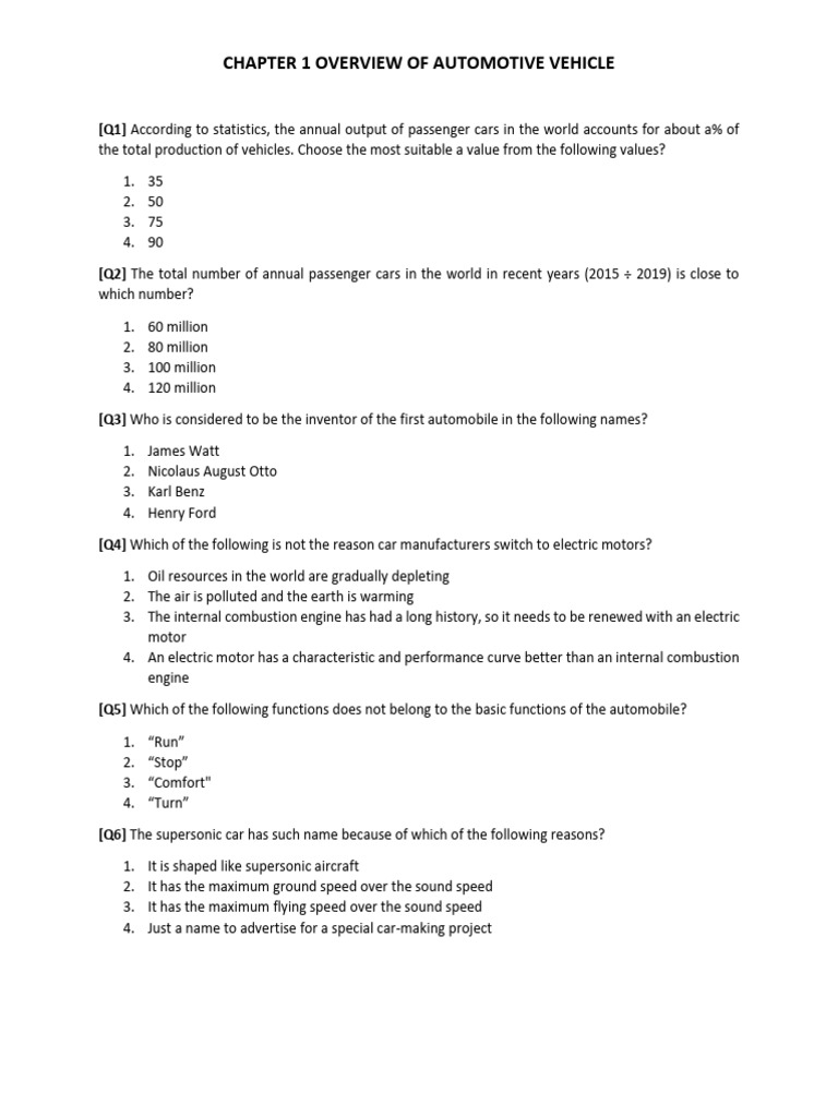 Chapter 1 Over View of Automotive Vehicle | PDF