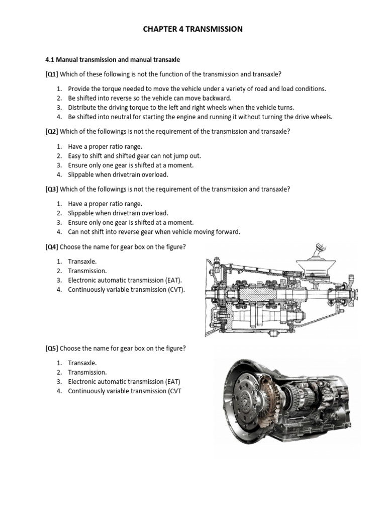 Chapter 4 Transmission | PDF | Manual Transmission | Automatic Transmission