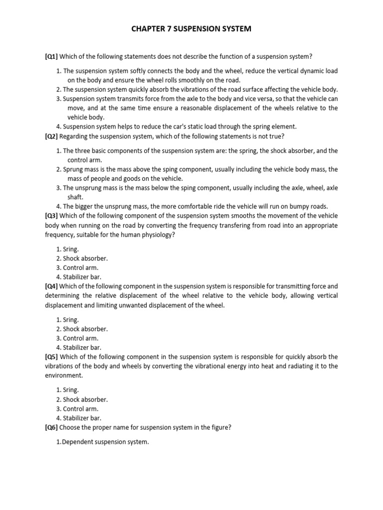 Chapter 7 Suspension System | PDF | Axle | Vehicles