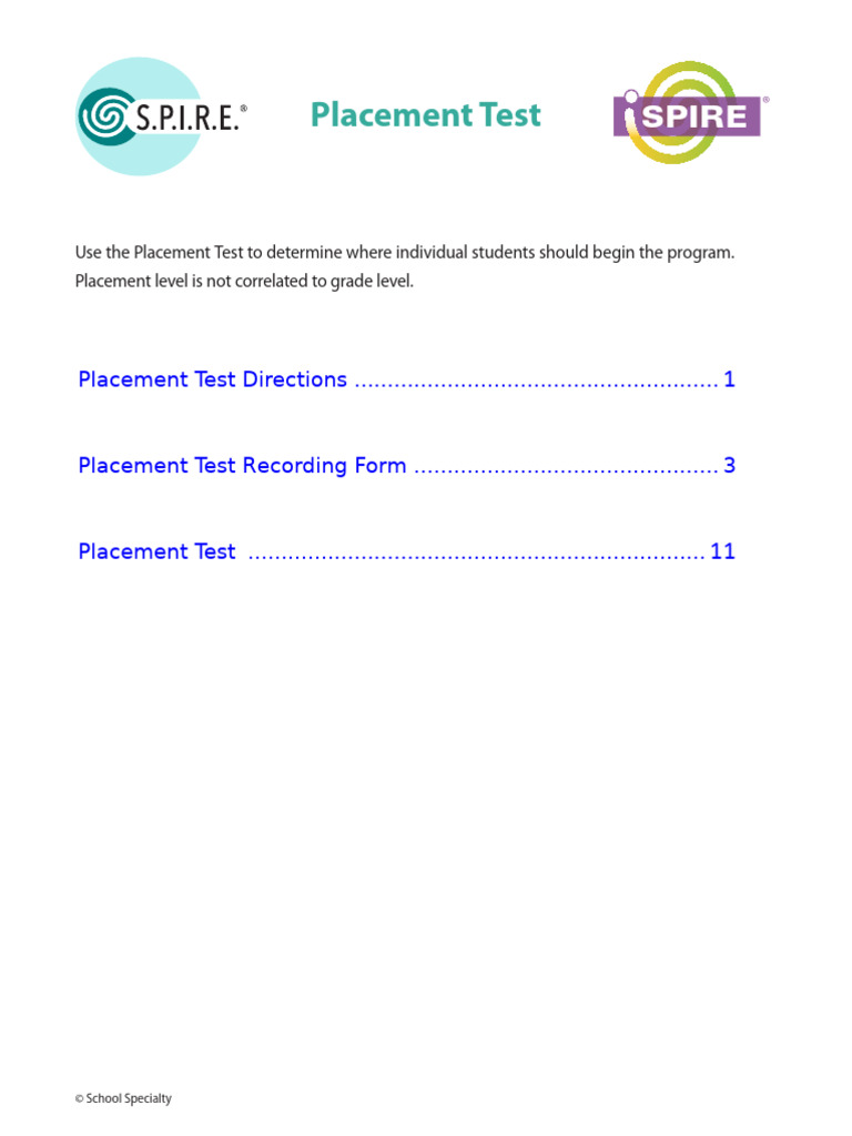 SPIRE Placement Test RevJul2021 | PDF | Linguistics
