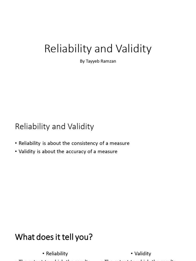 Reliability and Validity | PDF | Validity (Statistics) | Self Esteem